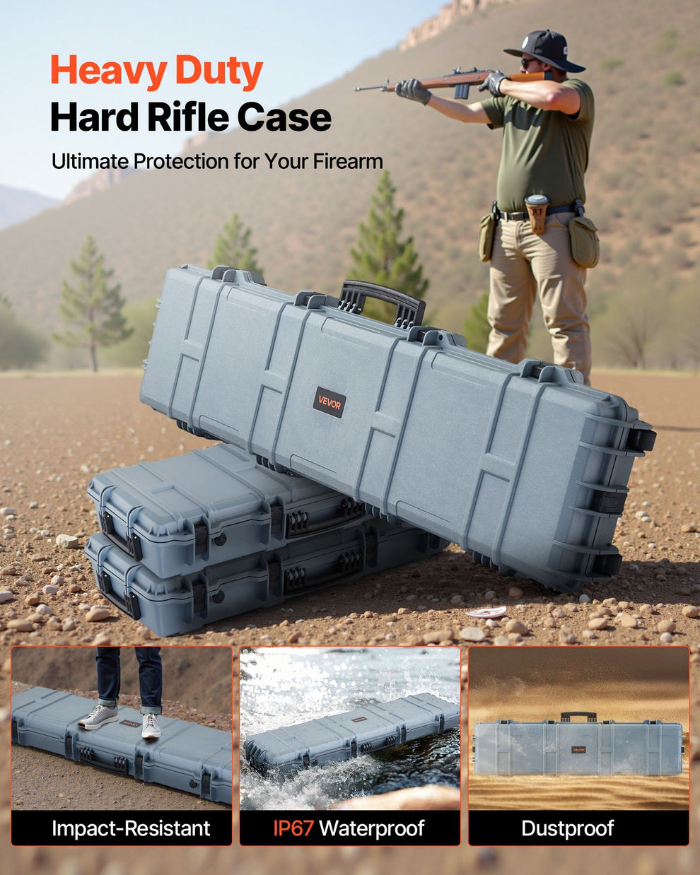Waterproof Lockable Hard Rifle Case with Custom Foam Inserts - 50 Inch ...